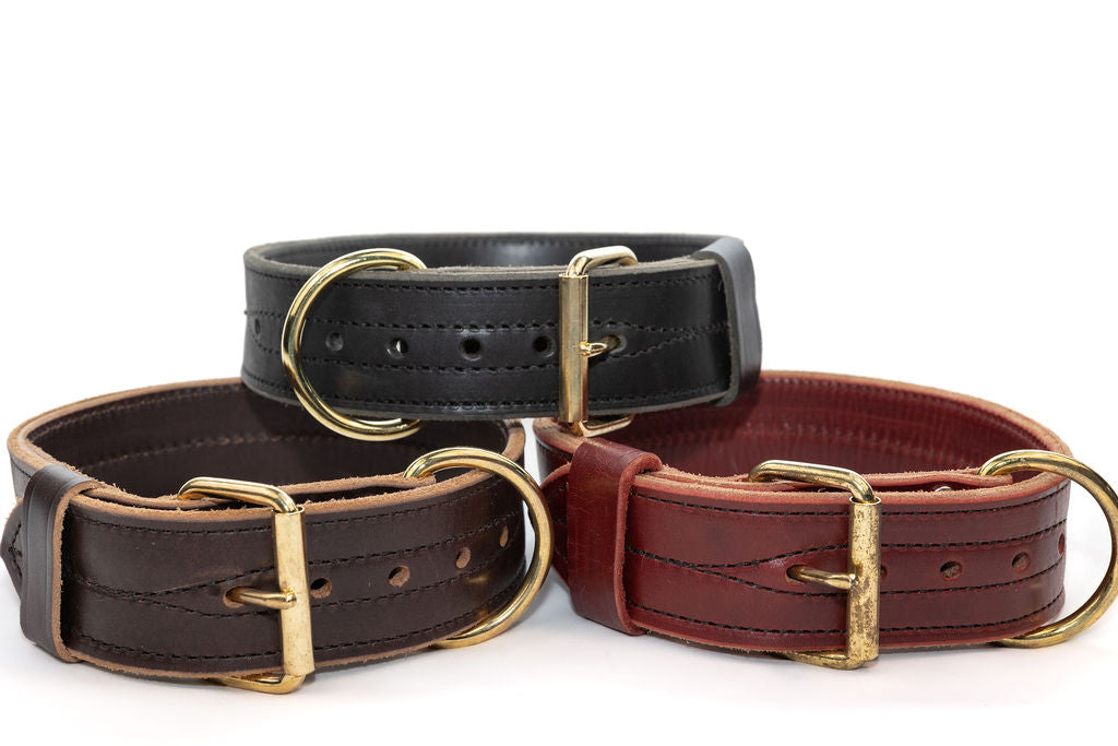 Bridgeport K9 Double Layer Agitation Collar – Premium Latigo Leather C